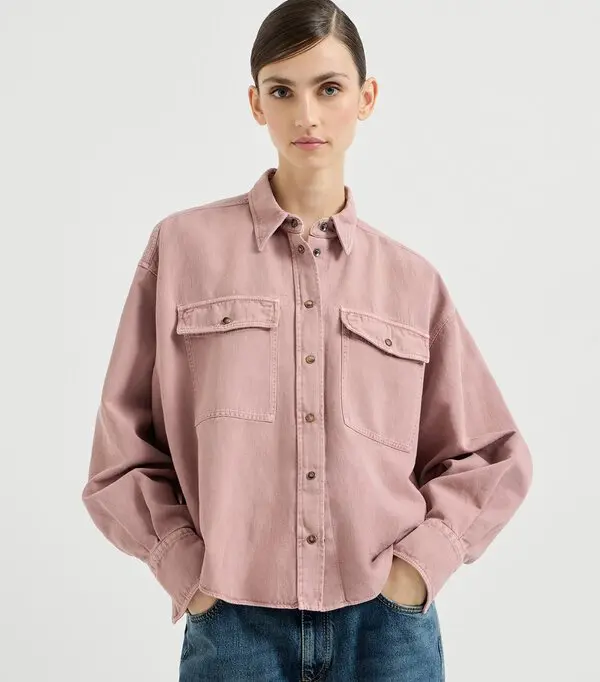 Brunello Cucinelli Cotton-linen Garment-dyed Shirt - Pink