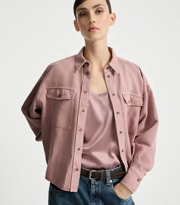 Brunello Cucinelli Cotton-linen Garment-dyed Shirt - Pink