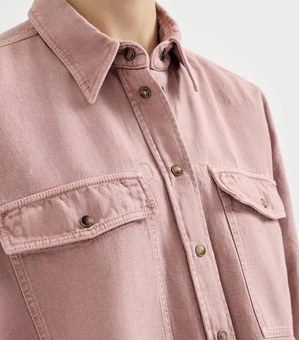 Brunello Cucinelli Cotton-linen Garment-dyed Shirt - Pink