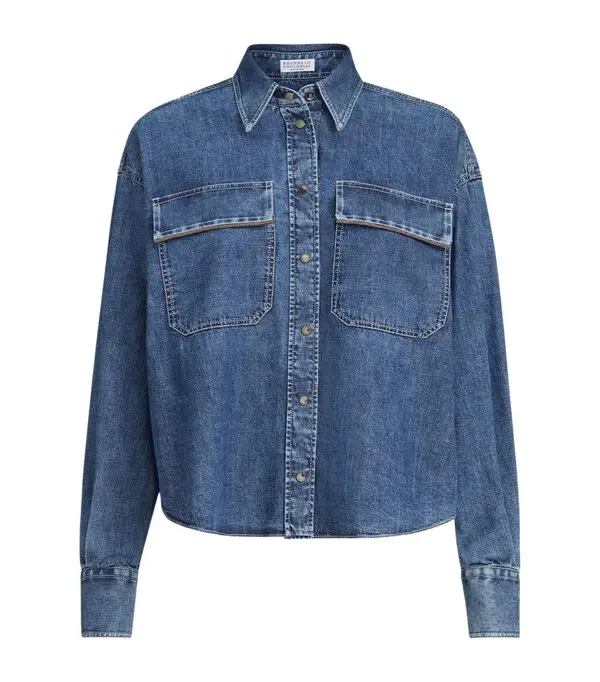 Brunello Cucinelli Denim Shirt With Monili Embellishments