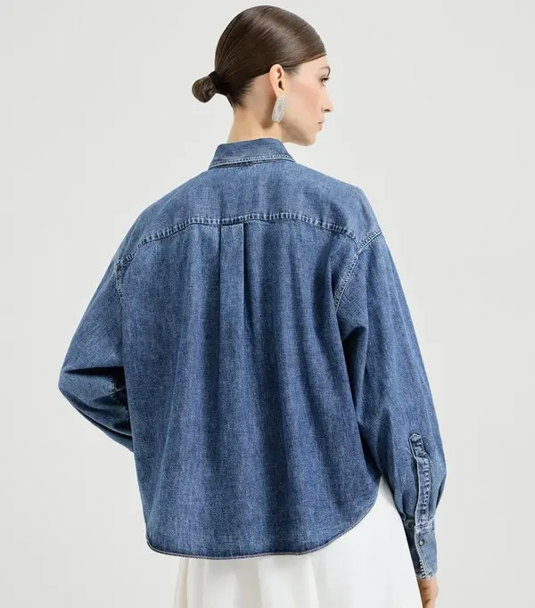 Brunello Cucinelli Denim Shirt With Monili Embellishments