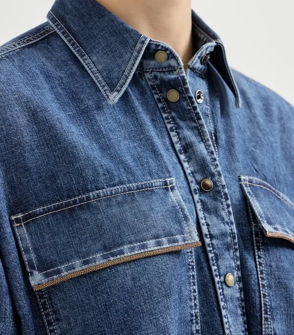 Brunello Cucinelli Denim Shirt With Monili Embellishments