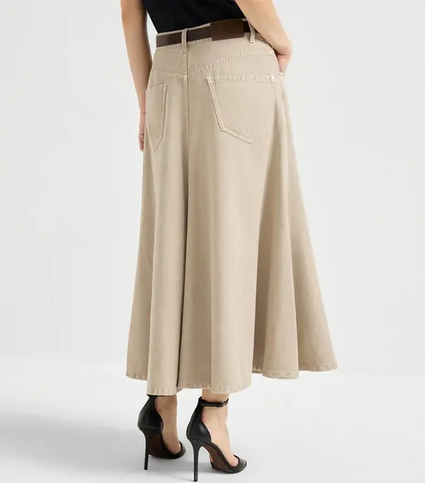 Brunello Cucinelli Cotton-linen Midi Skirt