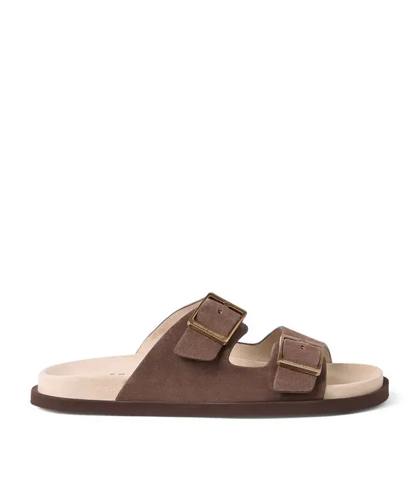 Brunello Cucinelli Suede Buckle Sandals - Brown
