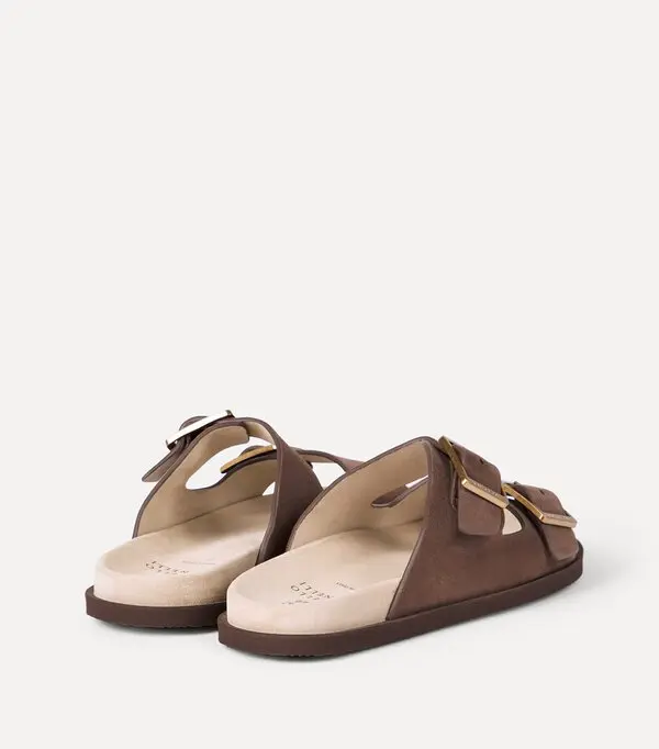 Brunello Cucinelli Suede Buckle Sandals - Brown