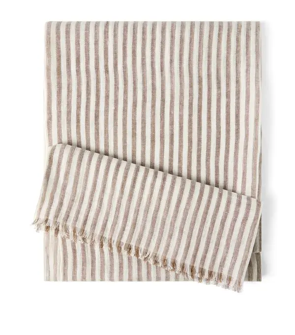 Brunello Cucinelli Linen-blend Stripe Scarf - Beige