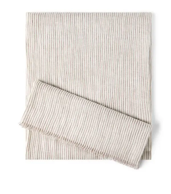 Brunello Cucinelli Linen-blend Stripe Scarf - Beige