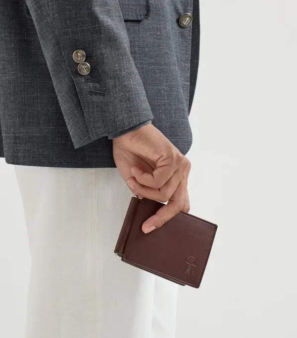 Brunello Cucinelli Leather Money Clip Wallet - Brown
