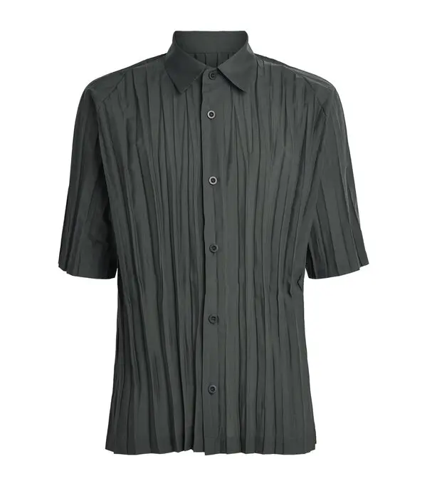 Issey Miyake Wrinkle Short-sleeve Oversized Shirt - Grey
