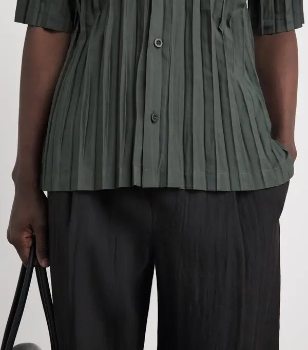 Issey Miyake Wrinkle Short-sleeve Oversized Shirt - Grey