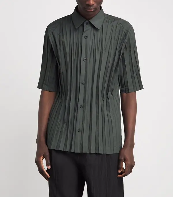 Issey Miyake Wrinkle Short-sleeve Oversized Shirt - Grey