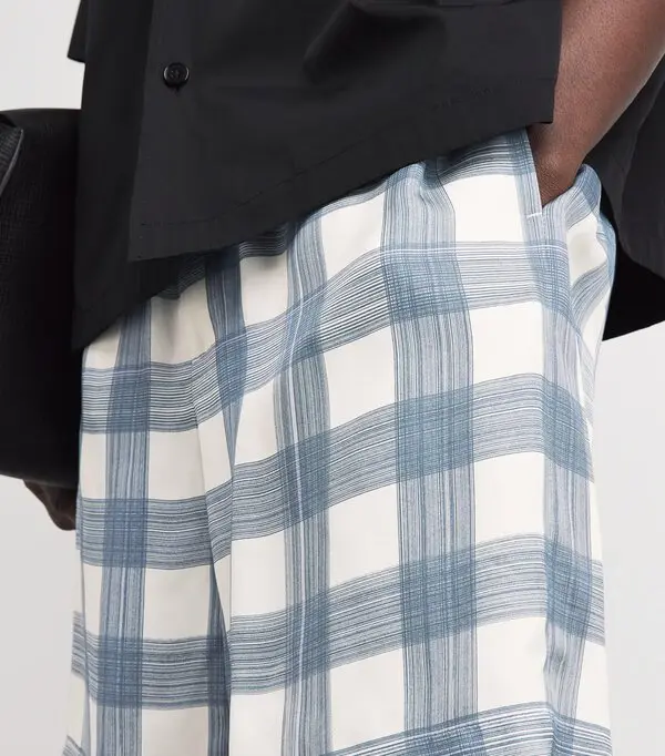 JIL SANDER Relaxed Check Shorts - Blue