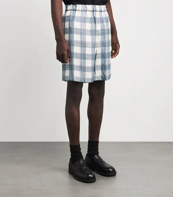 JIL SANDER Relaxed Check Shorts - Blue