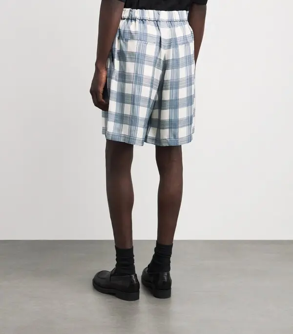JIL SANDER Relaxed Check Shorts - Blue
