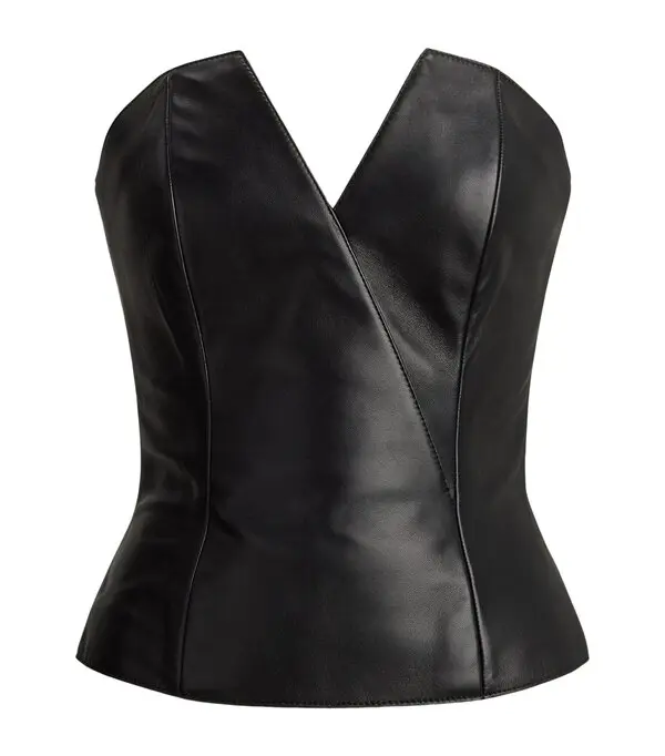 Ralph Lauren Leather Harling Bustier Top