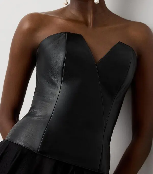 Ralph Lauren Leather Harling Bustier Top