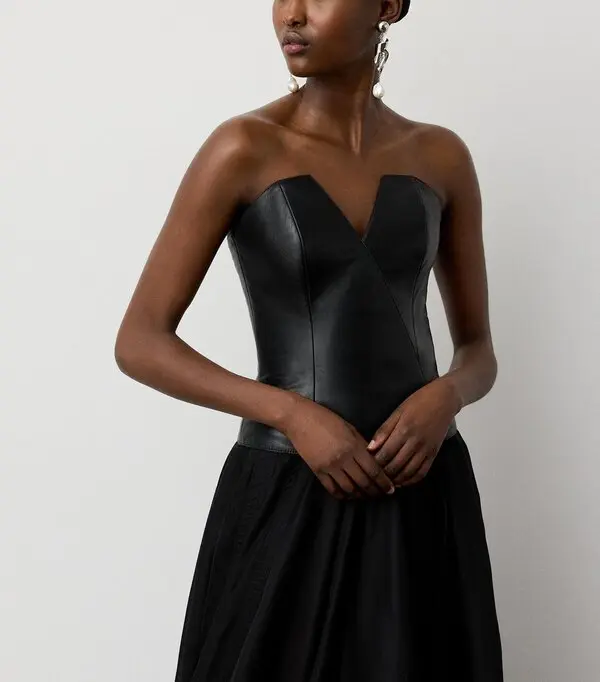 Ralph Lauren Leather Harling Bustier Top