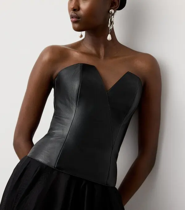 Ralph Lauren Leather Harling Bustier Top