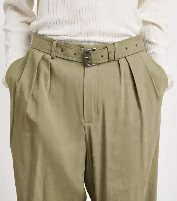 Dries Van Noten Linen-blend Straight Trousers - Green