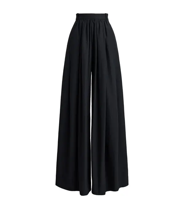 Ralph Lauren Cotton-blend Poplin Vanessa Wide-leg Trousers - Black