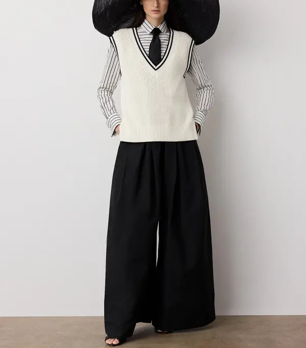 Ralph Lauren Cotton-blend Poplin Vanessa Wide-leg Trousers - Black