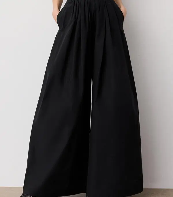Ralph Lauren Cotton-blend Poplin Vanessa Wide-leg Trousers - Black