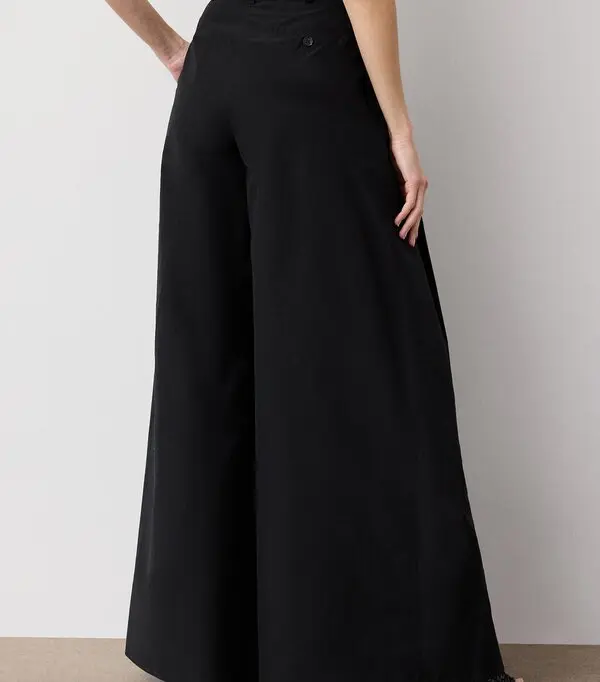 Ralph Lauren Cotton-blend Poplin Vanessa Wide-leg Trousers - Black