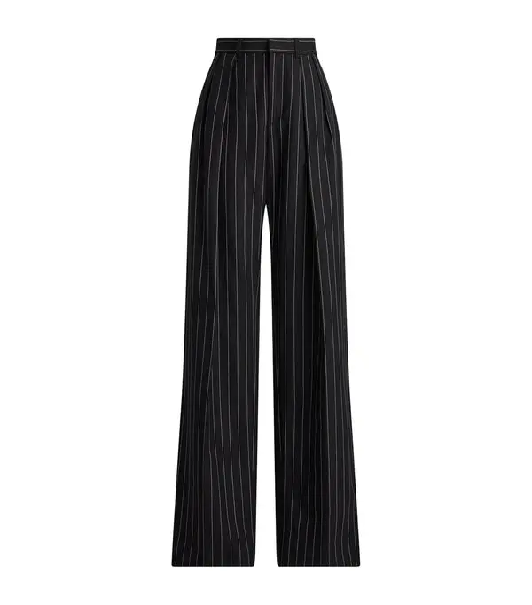 Ralph Lauren Cotton-linen-wool Stripe Jody Trousers - Black