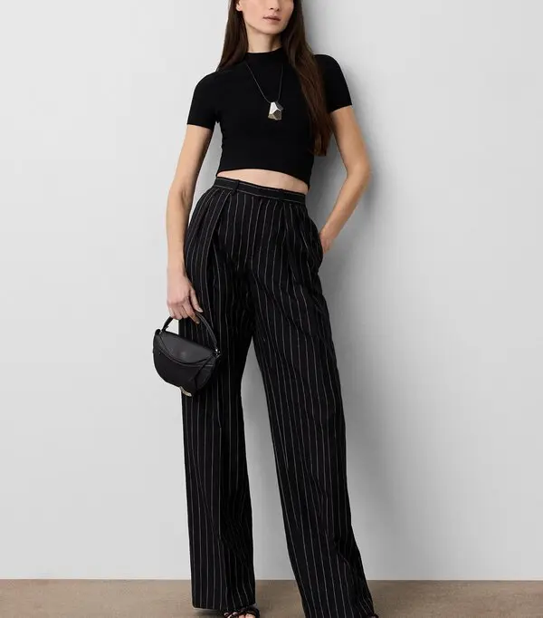 Ralph Lauren Cotton-linen-wool Stripe Jody Trousers - Black