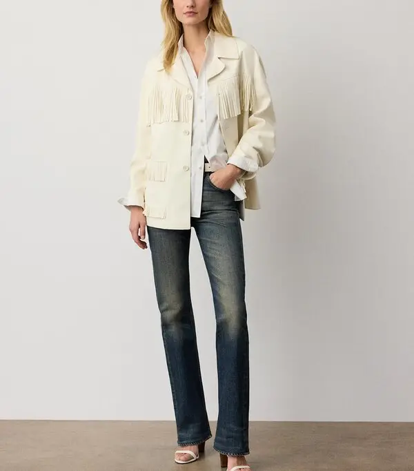 Ralph Lauren Lamb Suede Fringe-trimmed Jacket - White