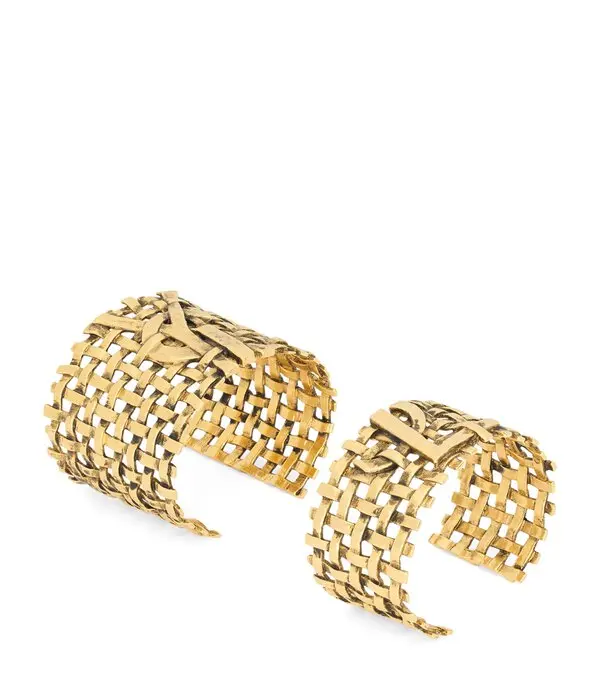 Saint Laurent Hammered Cassandre Cuff Bracelets - Yellow