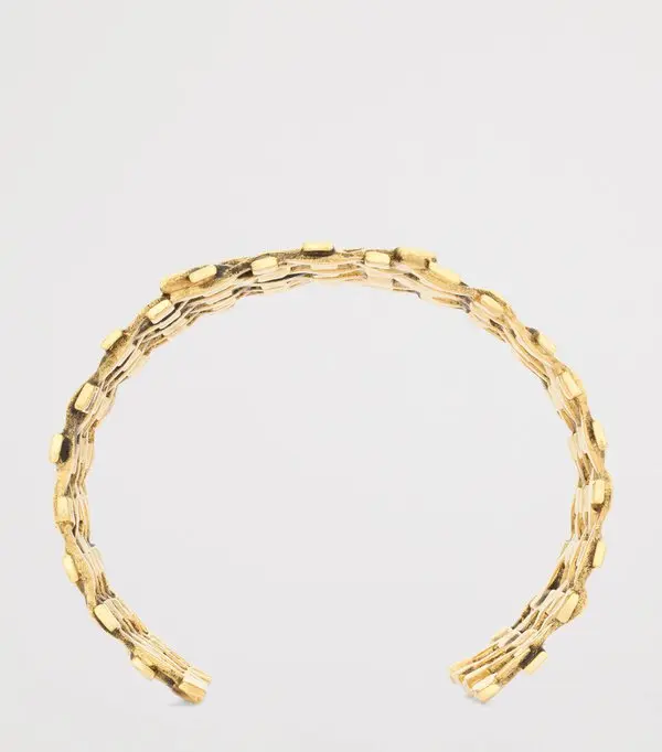 Saint Laurent Hammered Cassandre Cuff Bracelets