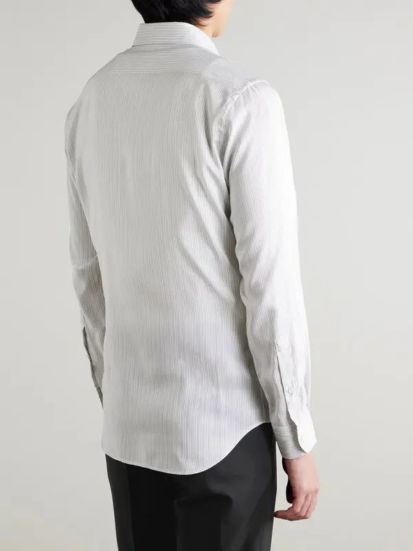 Husbands Slim-fit Striped Silk-poplin Shirt