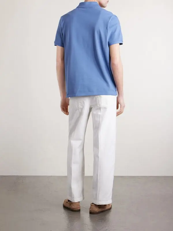 Moncler Logo-appliquéd Cotton-piqué Polo Shirt - Blue