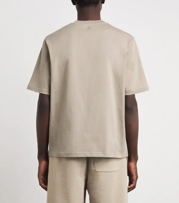 Ami Cotton Embossed Logo T-shirt - Beige