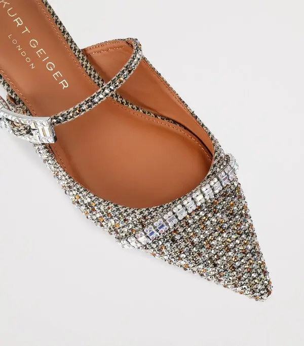 Kurt Geiger Embellished Strass Flat Mules - Beige