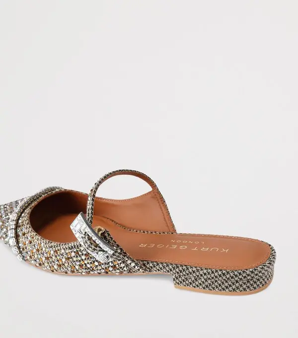 Kurt Geiger Embellished Strass Flat Mules - Beige
