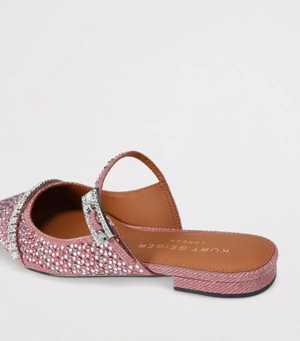 Kurt Geiger Embellished Strass Flat Mules - Pink
