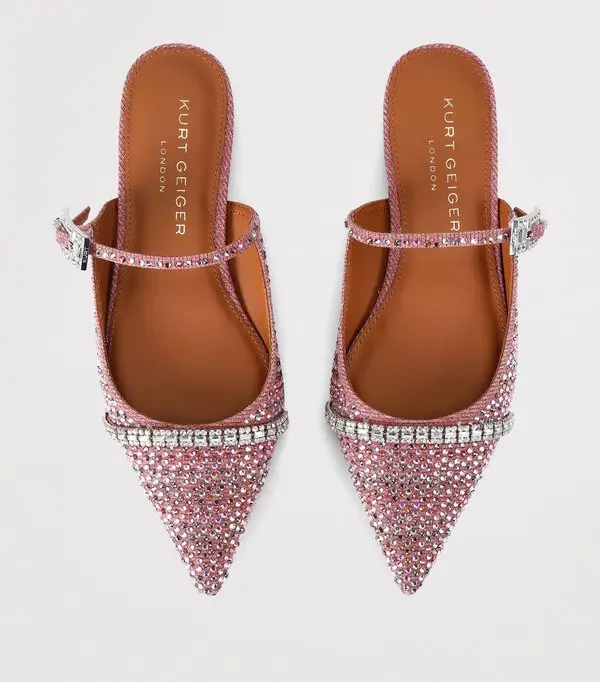 Kurt Geiger Embellished Strass Flat Mules - Pink