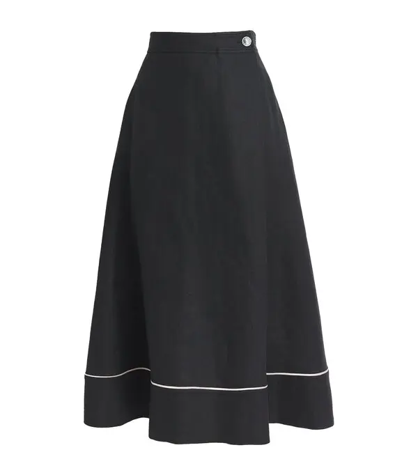 Agnona Linen Wrap Midi Skirt - Black