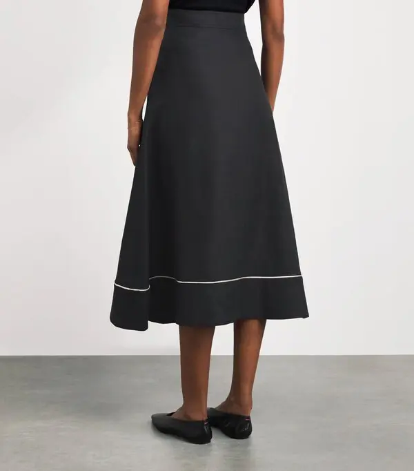 Agnona Linen Wrap Midi Skirt - Black