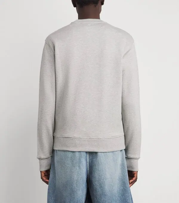 AMI Paris Cotton Crochet Logo Sweatshirt - Blue
