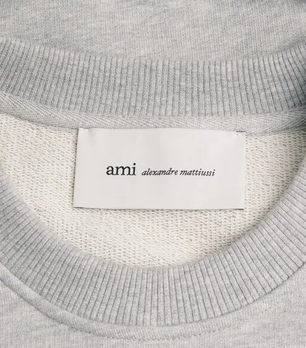 AMI Paris Cotton Crochet Logo Sweatshirt - Blue