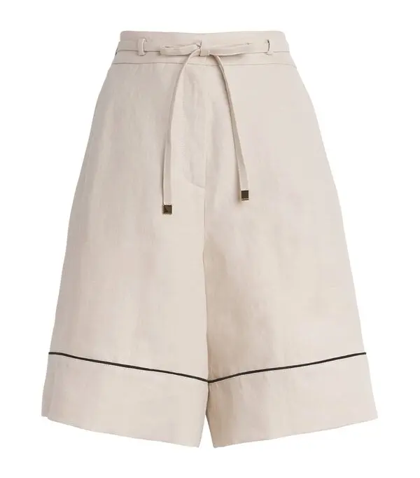 Agnona Linen Drawstring Shorts - Beige