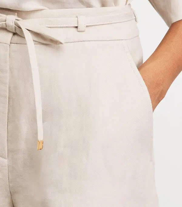 Agnona Linen Drawstring Shorts - Beige