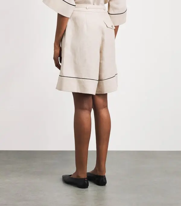 Agnona Linen Drawstring Shorts - Beige