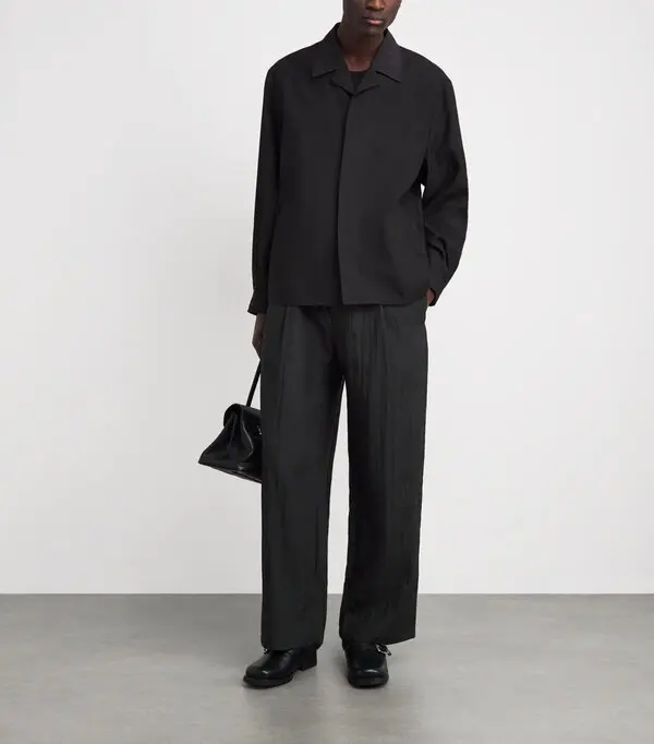 Our Legacy Linen-blend Wide-leg Leisure Trousers - Black