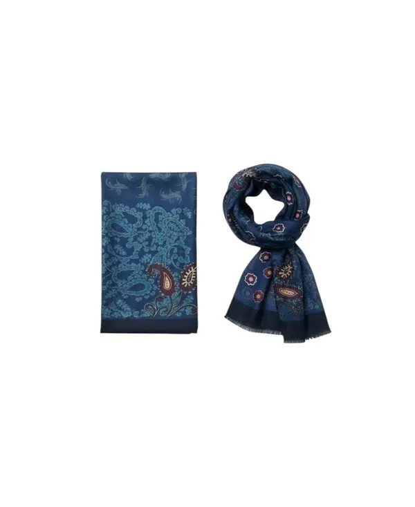 Robert Talbott Hackman Wool & Silk Scarf - Blue
