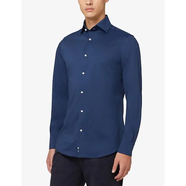 Boggi Milano Regular-fit Japanese Jersey Polo Shirt - Navy Blue