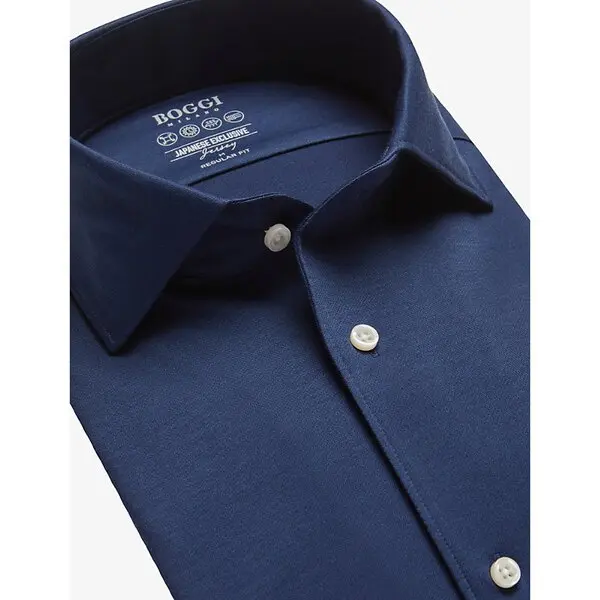 Boggi Milano Regular-fit Japanese Jersey Polo Shirt - Navy Blue